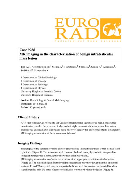 Pdf Case 9988 Mr Imaging In The Characterisation Of Benign