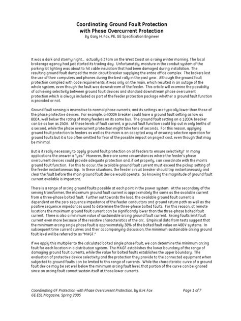 Pdf Coordinating Ground Fault Protection With Phase Overcurrent Protection Dokumen Tips