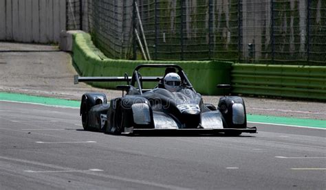 Racing Car Prototype On Straight Racetrack Motor Sport Action Editorial