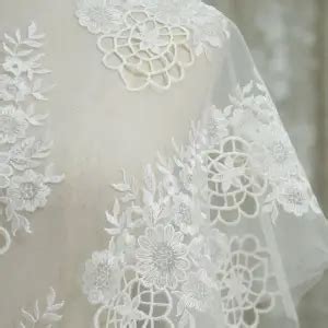 Dot Embroidered Floral Lace Bridal Fabric OneYard