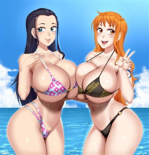 Twrlare Nami One Piece Nico Robin One Piece Highres 2girls