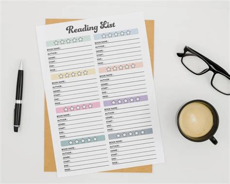 Editable Reading Log Printable Reading Journal Book Log Etsy