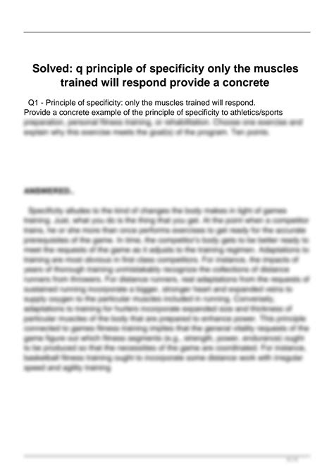 Solution Solved Q1 Principle Of Specificity Only The Muscles Trained