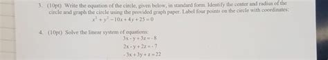 Solved 10pt Write The Equation Of The Circle Given Below Chegg