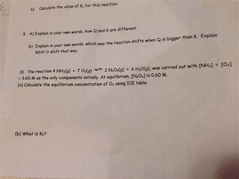 Solved B Calculate The Value Of K For This Reaction A Chegg