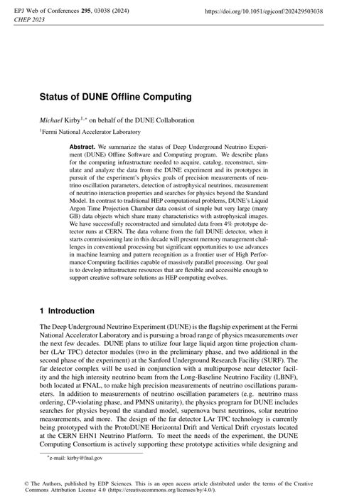 Pdf Status Of Dune Offline Computing