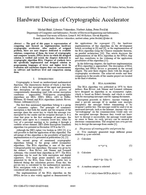 Hardware Design Of Cryptographic Accelerator Pdf Key Cryptography Public Key Cryptography