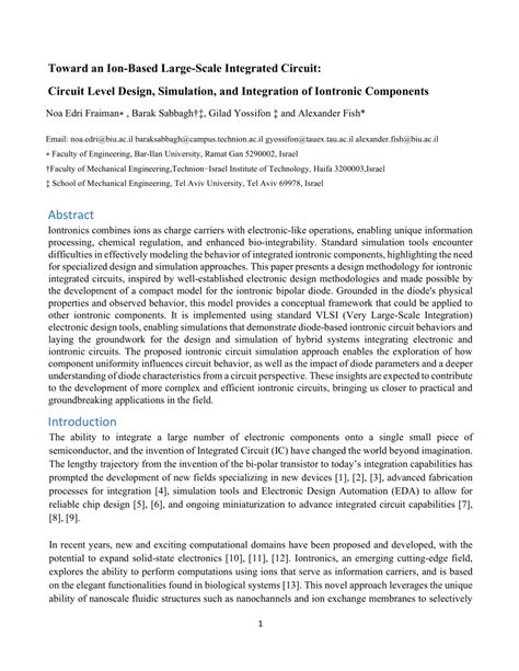 Pdf Toward An Ion Based Large Scale Integrated Circuit Circuit Level