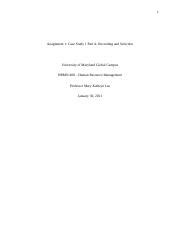 HRMN Assignment Docx Assignment Case Study Part A Recruiting And Selection