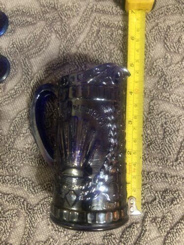 Encore Blue Carnival In God We Trust Bless Our Home Mini Pitcher And 4