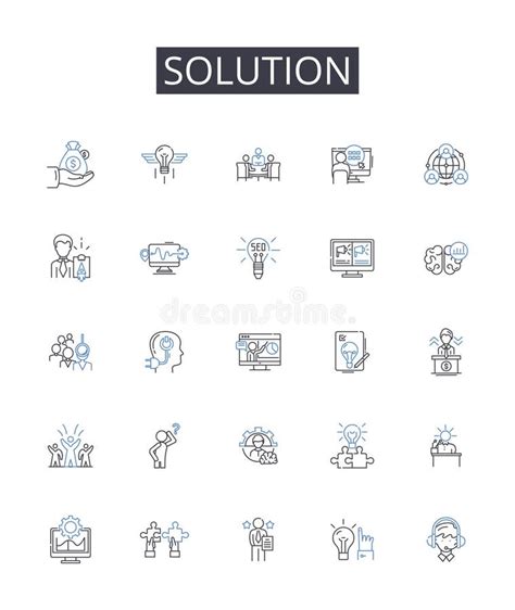 Solution Line Icons Collection Answer Fix Resolve Cure Remedy Key