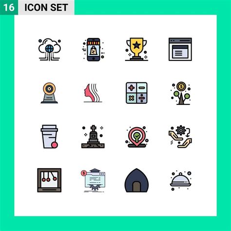 Set Of 16 Vector Flat Color Filled Lines On Grid For User Interface Sale Communication Prize