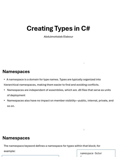 Lecture 2 Creating Types In Csharp Pdf Class Computer