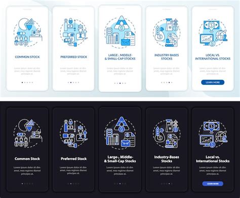 Premium Vector Stocks Kinds Onboarding Mobile App Page Screen With