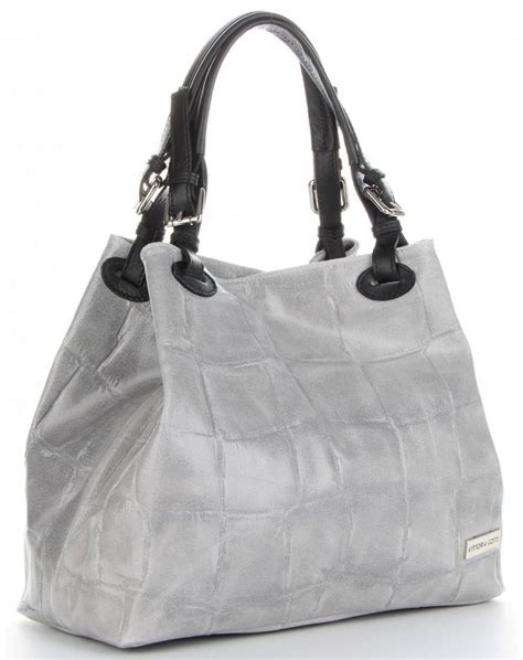 Torebka Skórzana VITTORIA GOTTI Jasno Szara Shopperbagi Torbs pl