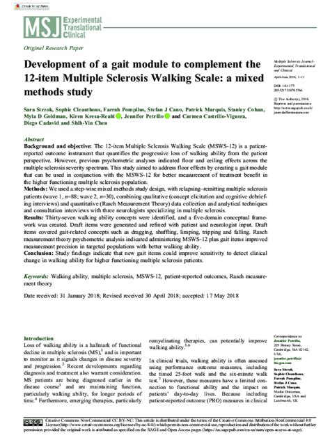 pdf development of a gait module to complement the 12 item multiple