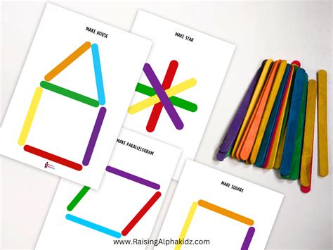 Diy Popsicle Stick Shapes Mat Printable Preschool Shape Activity