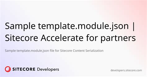 sample template module json sitecore accelerate for partners