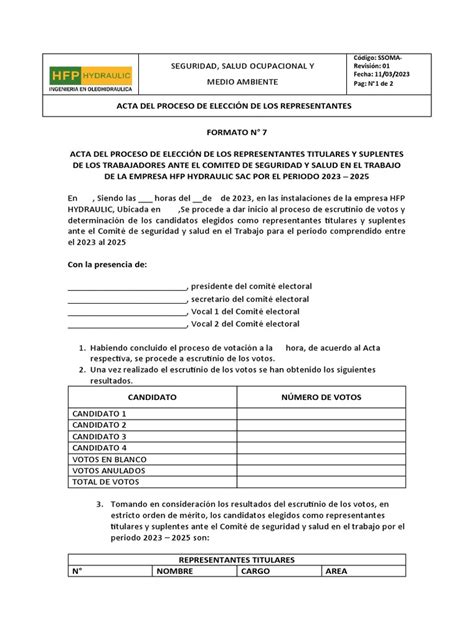18 Acta Del Proceso De Elección De Los Representantes Pdf