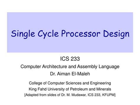 Ppt Single Cycle Processor Design Powerpoint Presentation Free