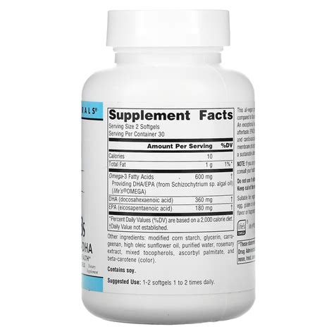 Source Naturals Vegan Omega 3s Non Fish Epa Dha 300 Mg 60 Vegan