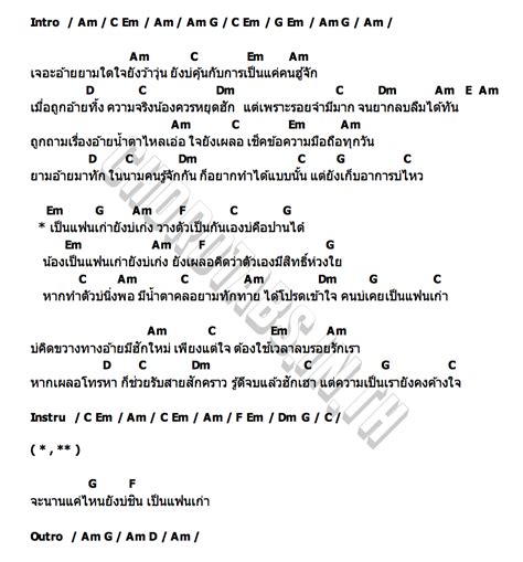 เป็นแฟนเก่ายังบ่เก่งคอร์ด คอร์ด เป็นแฟนเก่ายังบ่เก่ง ต่าย อรทัย