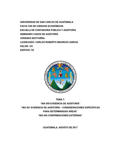 Nia 500 Evidencia De Auditoría Pdf Contralor Auditoría