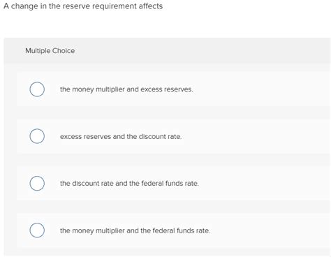 Solved A Change In The Reserve Requirement Affects Multiple Chegg Com