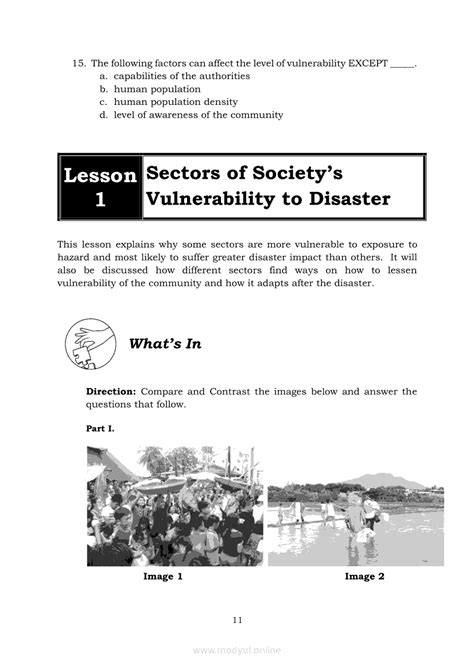 Disaster Readiness And Risk Reduction Module 6 Vulnerability In