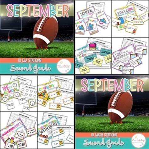 September Second Grade Math And Literacy Centers School Themed Hands On