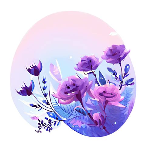 Watercolor Purple Flowers With Black Fibonacci Scrolls · Creative Fabrica