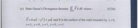 C State Gauss S Divergence Theorem S Fn D S Where CO F Xzi Y J