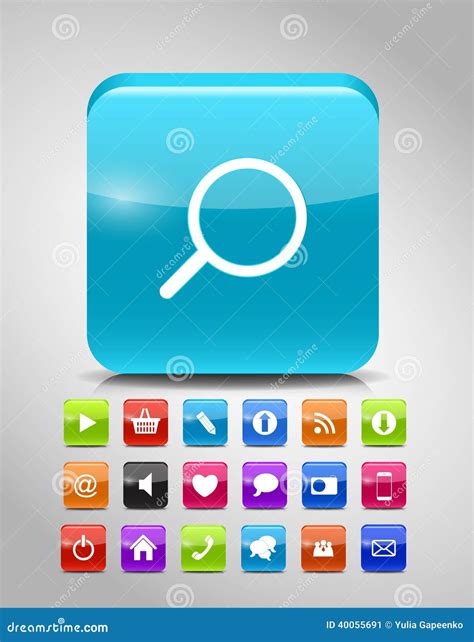 Glass Button Icon Set Vector Illustration Stock Vector Illustration