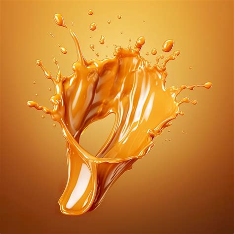 Premium Ai Image Caramel Sauce Liquid Syrup Splash Sugar Candy