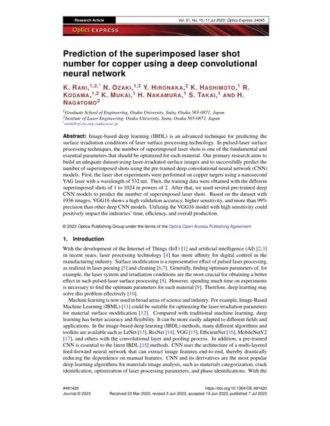 Pdf Prediction Of Superimposed Laser Shot Number For Copper Using Deep Convolutional Neural