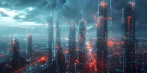 Evolution Of Cybersecurity Futuristic Cityscape With Secure Data Towers And Encrypted Networks