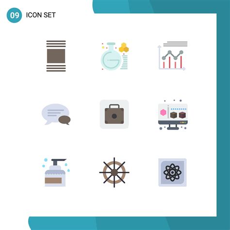 9 User Interface Flat Color Pack Of Modern Signs And Symbols Of Lift Chatting Chart Message Chat