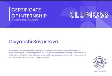 Divyanshi Srivastava On Linkedin Clumoss Artificialintellegence Machinelearning Internship