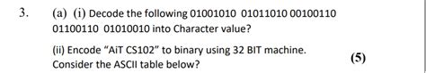 solved 3 a i decode the following 01001010 01011010