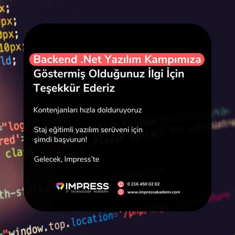 Impress Akademi Linkedin‘de Yazılım Developer Backend Dotnet