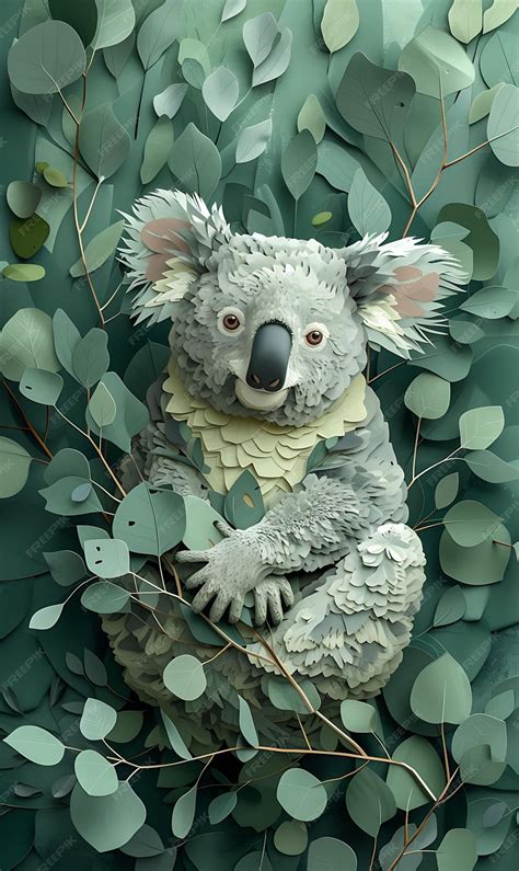 Premium Photo Collage Of Koala Artwork With Eucalyptus Leaf Shaped