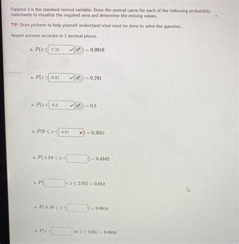 Solved Suppose Z Is The Standard Normal Variable Draw The