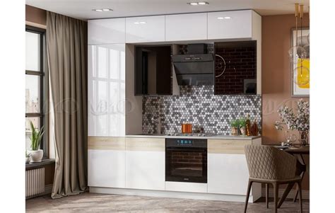 Кухонный гарнитур Миф МДФ Техно 5 2 4 Сонома Белый глянец купить в Москве цены на Мегамаркет