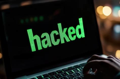 Una Pantalla De Portátil Que Muestra La Palabra Hackeado En Verde Que