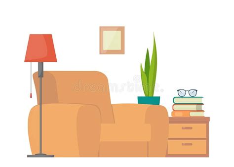 Cozy Living Room Armchair Nightstand Books And Floor Lamp Interior