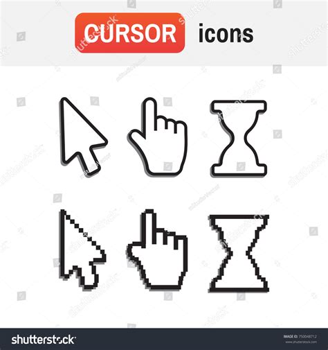 Mouse Hand Arrow Pixel Cursors Icons Stock Illustration Shutterstock