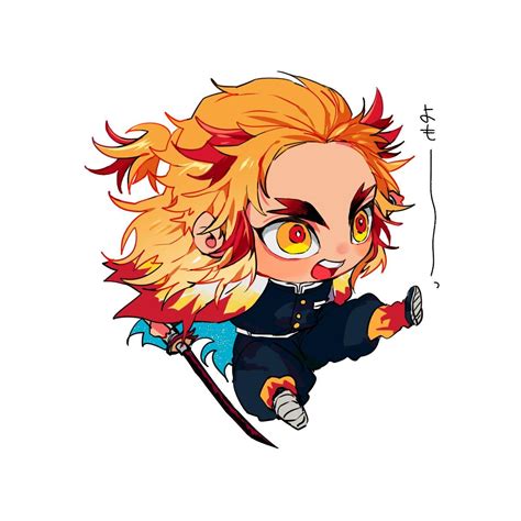 Chibi Kyojuro Rengoku From Kimetsu No Yaiba Line Art