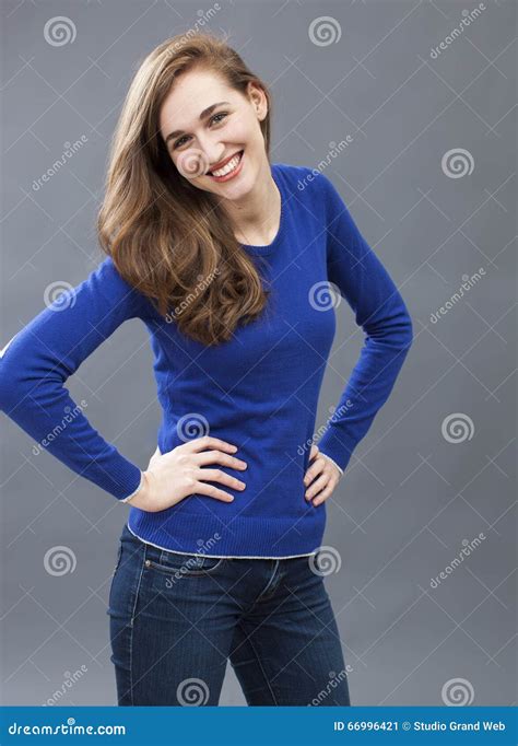Gorgeous Woman Standing With Natural Seductive Body Language Stock