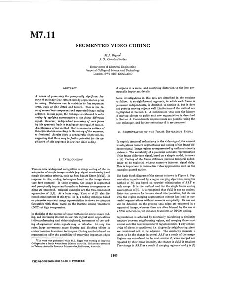 Pdf Segmented Video Coding With Motion Compensation