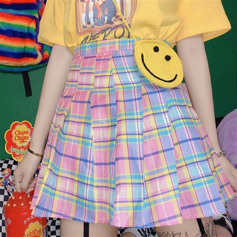 Harajuku New Gradient Pink Plaid Pleated Skirt · Harajuku Fashion